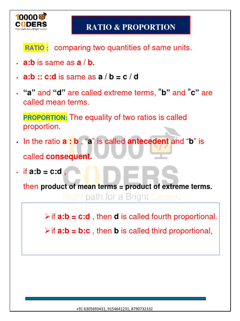 Ratio & Proportion | PDF | Ratio