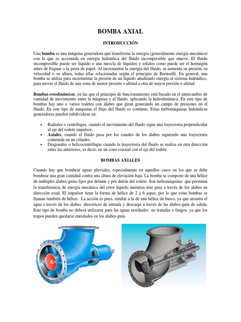 Funcionamiento de Bombas Axiales | PDF | Bomba | Ingeniería mecánica