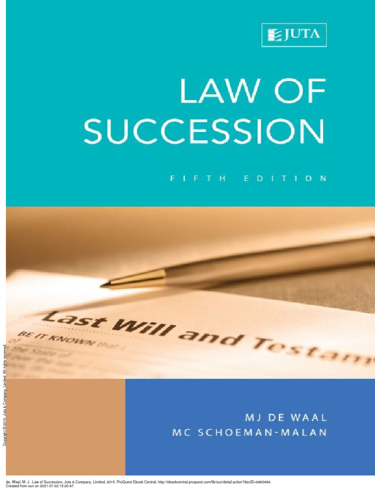 Law of Succession: Fifth Edition Overview | PDF | Intestacy | Will And ...