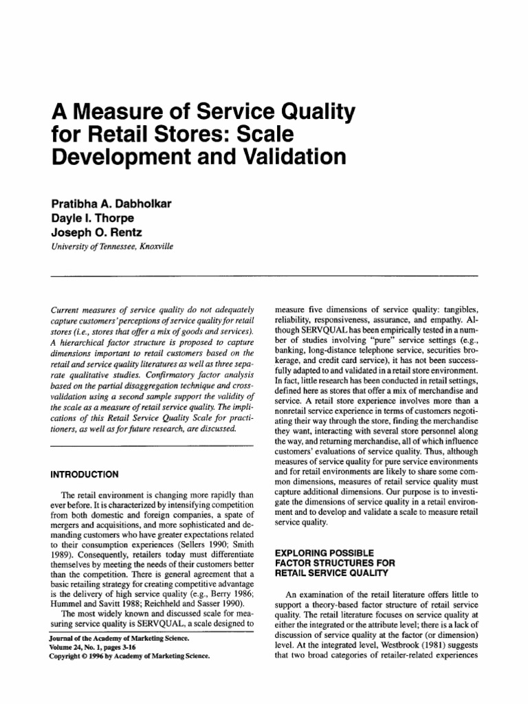 A Measure of Service Quality For Retail | PDF | Retail