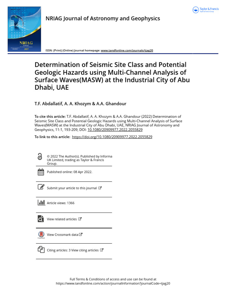 Determination of Seismic Site Class and Potential Geologic Hazards ...