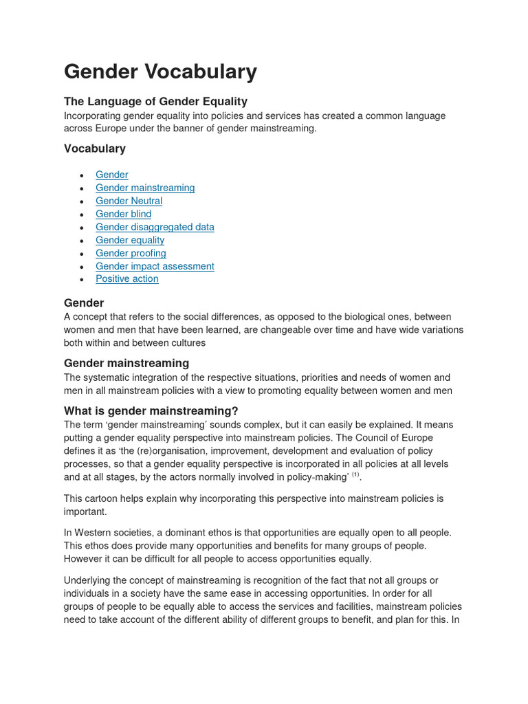 Gender Vocabulary | PDF | Gender Mainstreaming | Gender