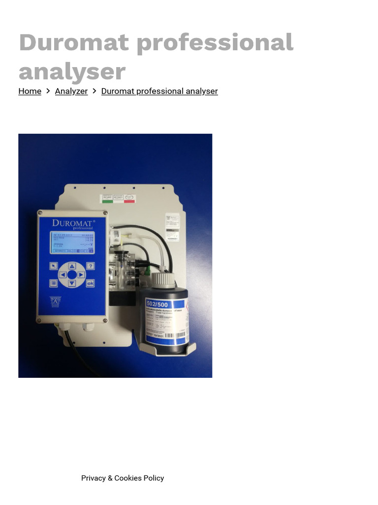 Duromat Professional Analyser - Apura | PDF | Water