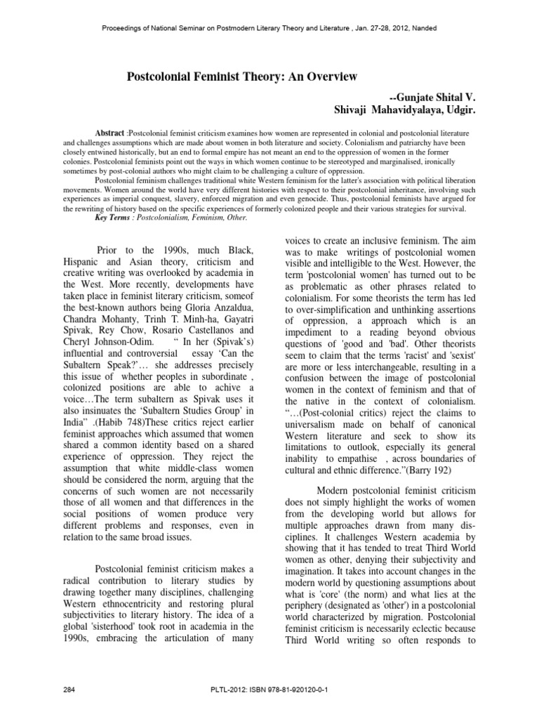 Postcolonial Feminist Theory An Overview | PDF | Feminism | Gender Studies