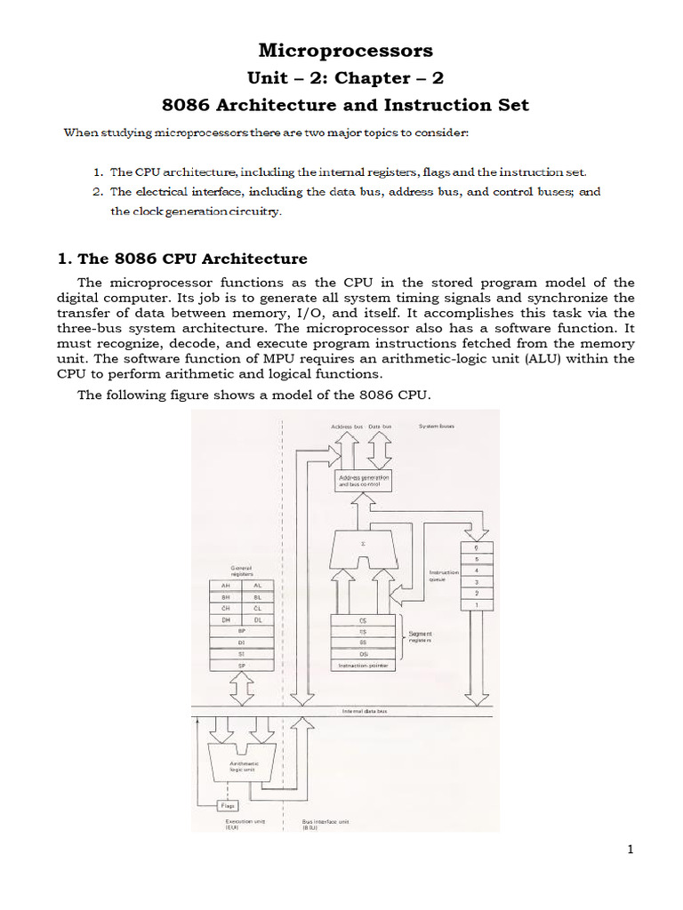 02 MP 8086 Architecture and Instruction Set | PDF | Central Processing Unit | Computer Data Storage