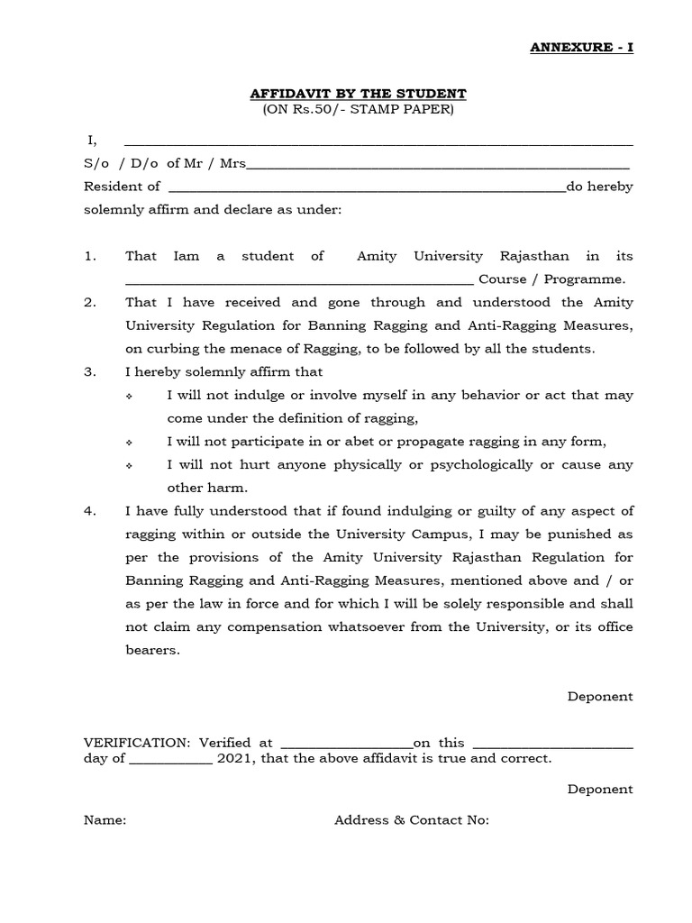 Affidavit+by+Student & Parent | PDF | Affidavit | Justice