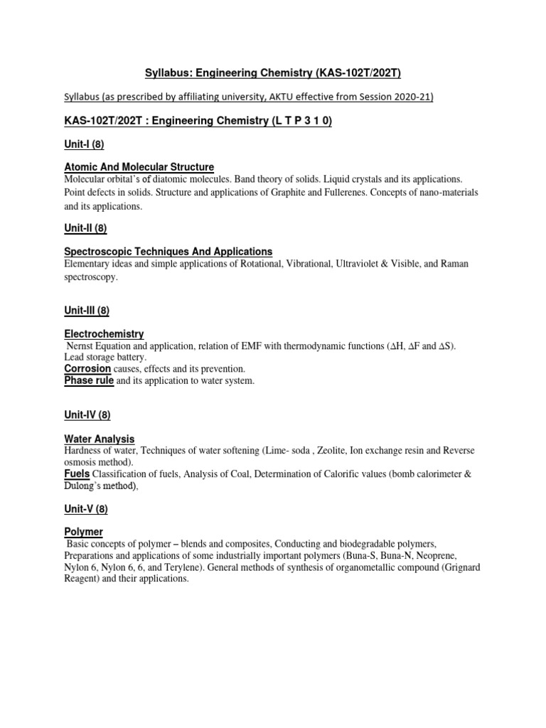 Engineering Chemistry Notes - Rams | PDF | Molecular Orbital | Liquid ...