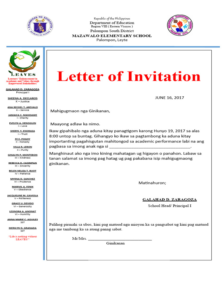Letter of Invitation | PDF