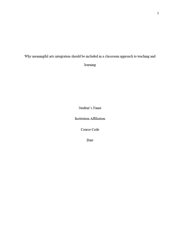 Meaningful Arts Integration in Teaching and Learning - Revised | PDF ...
