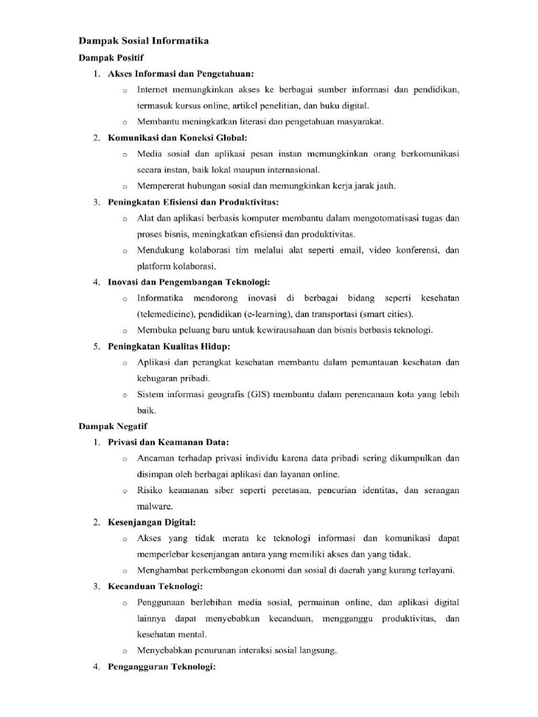 Dampak Sosial Nformatika-1 | PDF