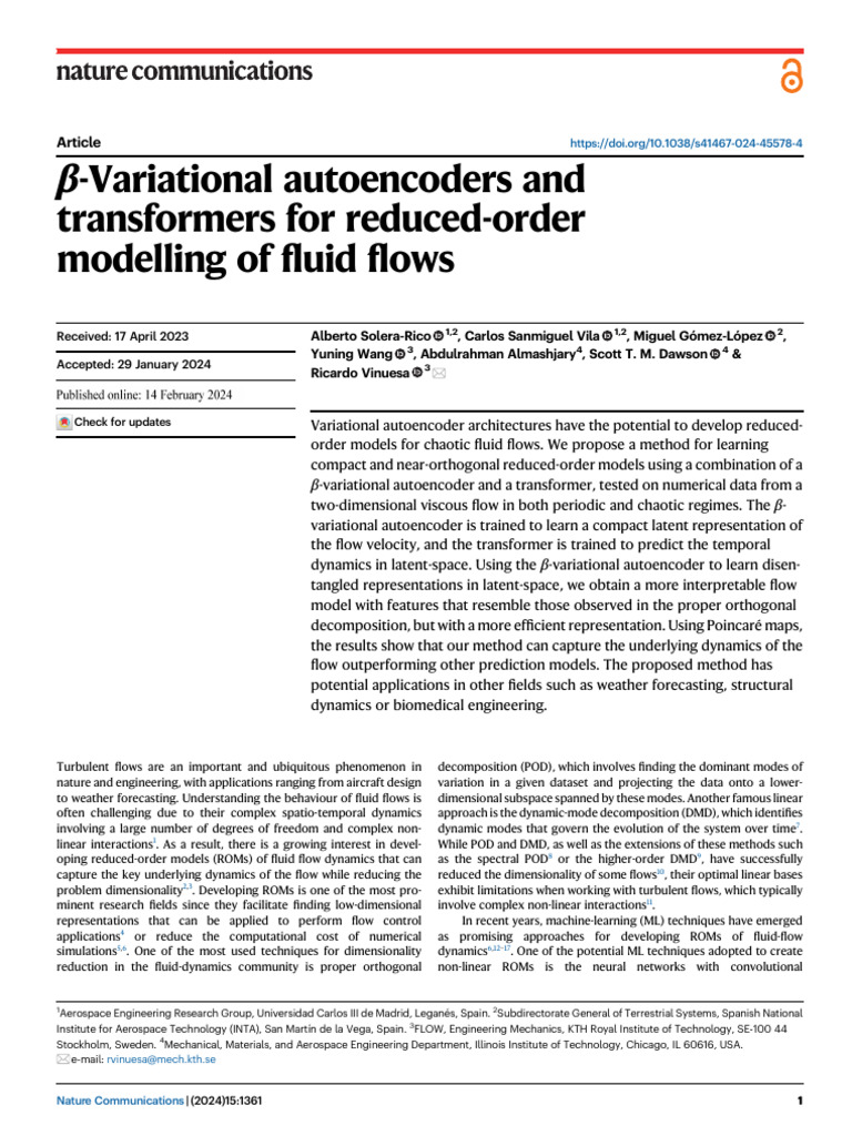 2024 - Solera, Rico Et Al. - β Variational Autoencoders Andtransformers ...
