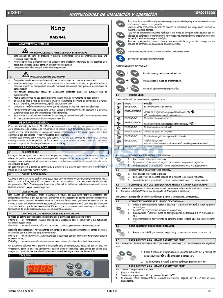 Dixell Wing | PDF | Diodo emisor de luz | Relé