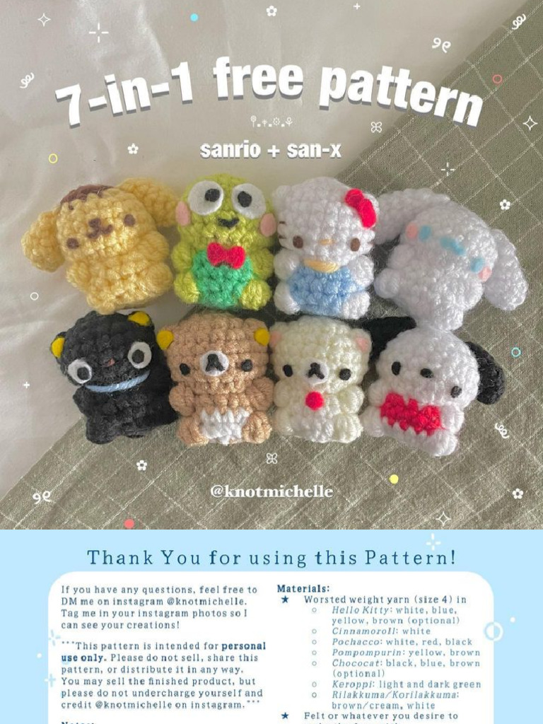 7 in 1 Hello Kitty Pattern | PDF