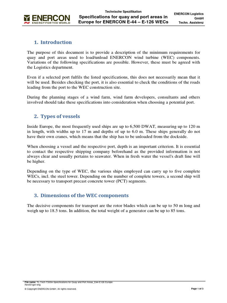 TL-Tech-TS004-Specifications For Quay and Port Areas - E44-E126 Europe-Rev001ger-eng | PDF