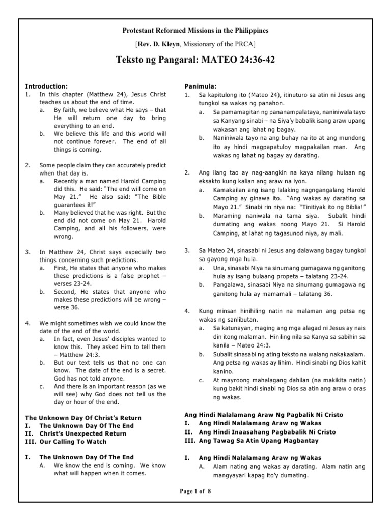 DK Matthew 24 36 42 | PDF
