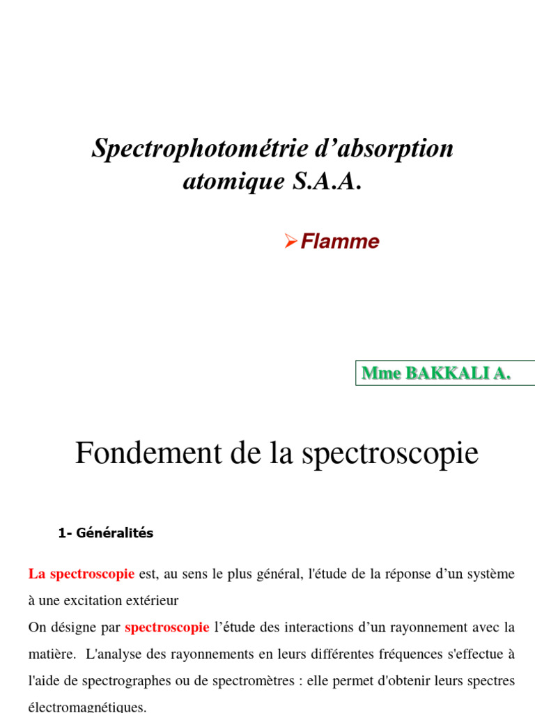 Spectrophotométrie d'Absorption Atomique | PDF | Spectre ...