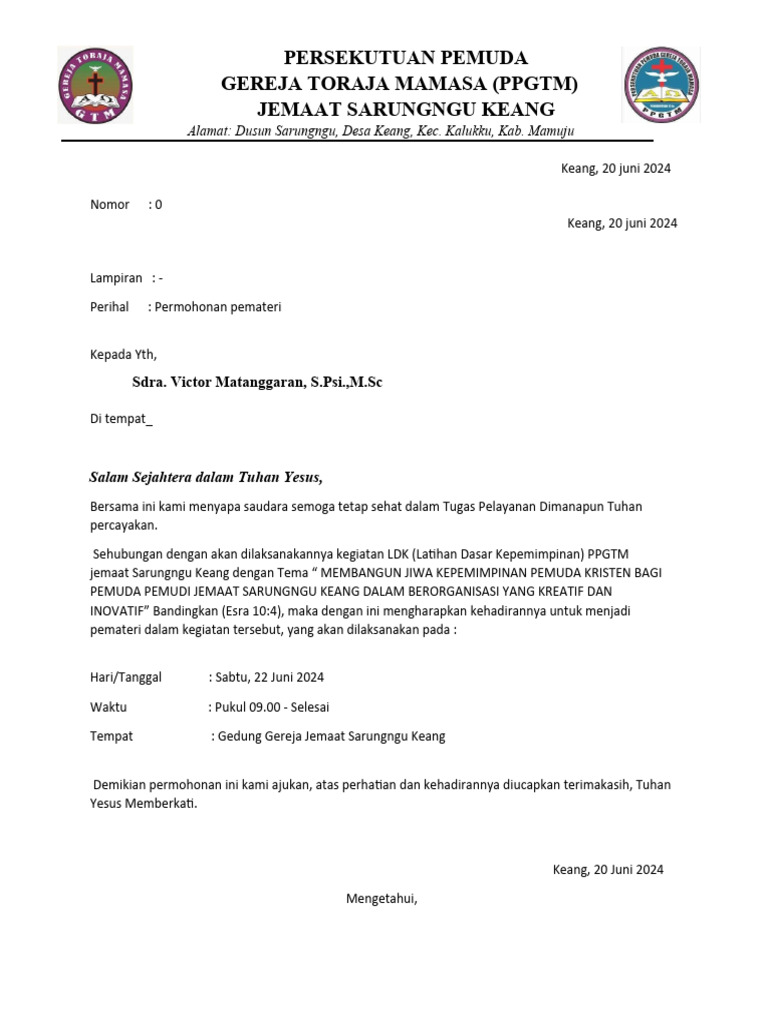LDK Pemuda Kristen PPGTM Sarungngu | PDF