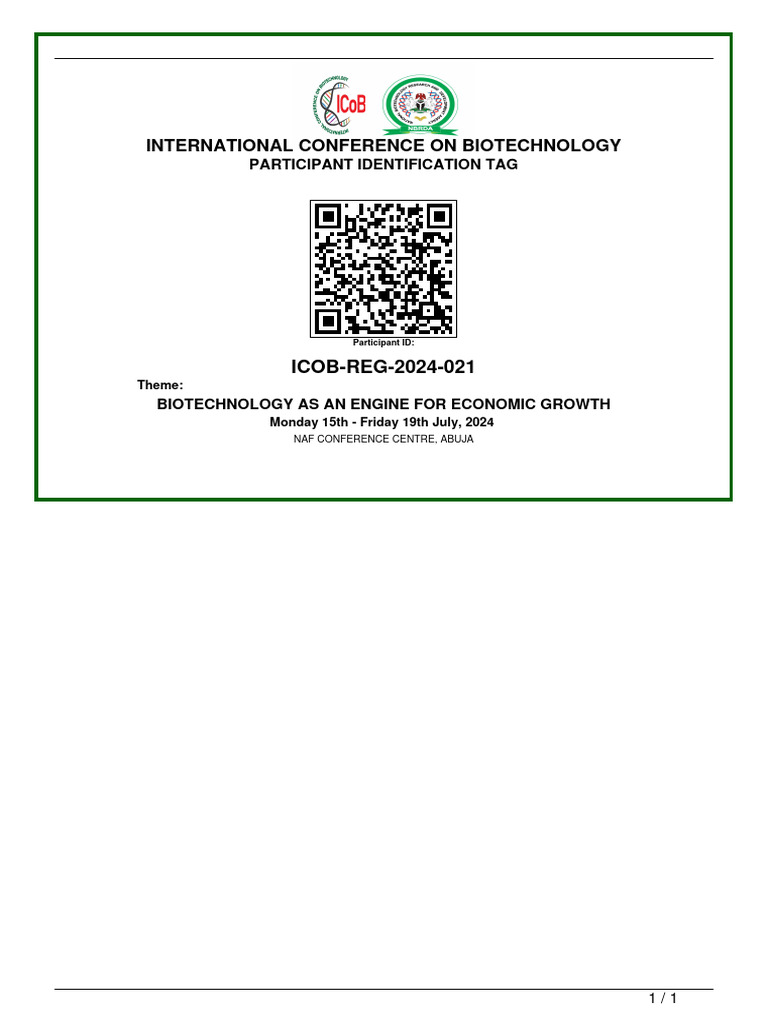Biotechnology Conference 2024 Tag | PDF