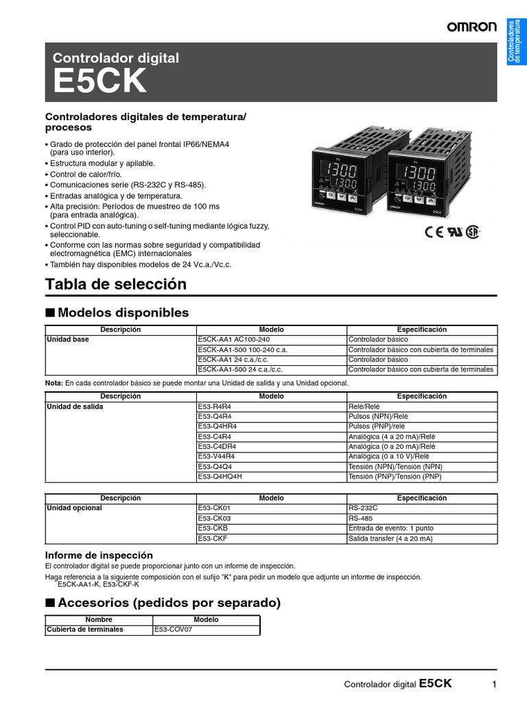 E5ck Digital Controller Datasheet Es | PDF | Par termoeléctrico | Relé