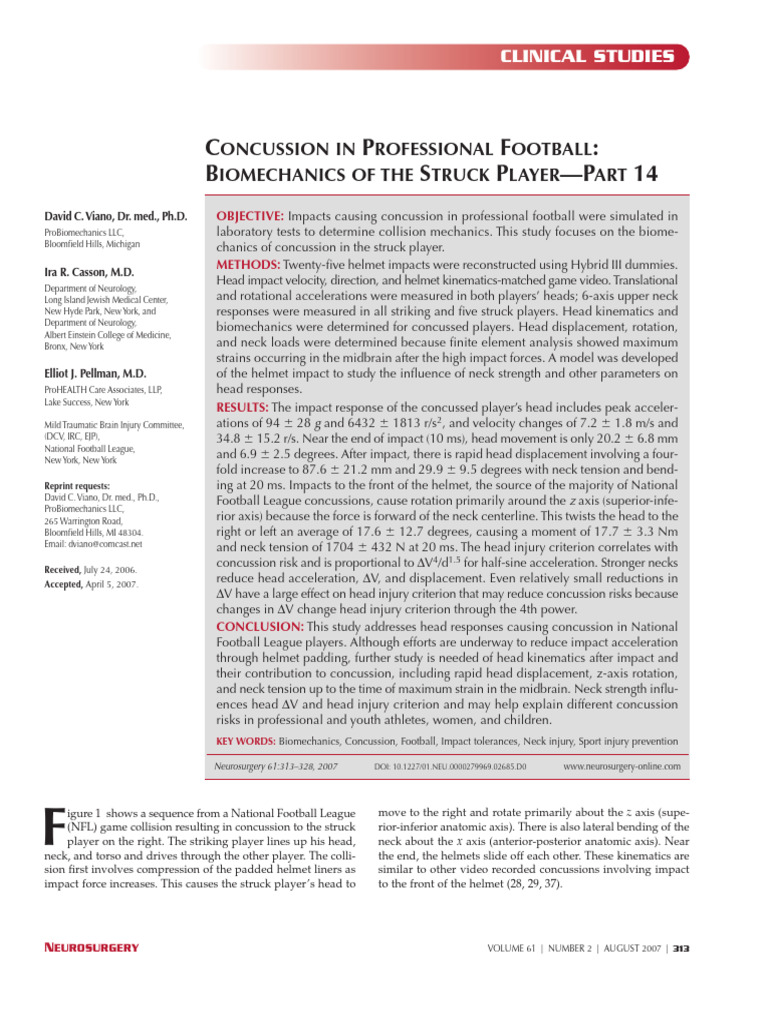 Viano 2007 | PDF | Concussion | Force