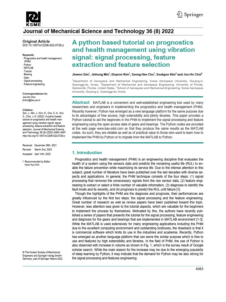 (Article) Sim Et Al - A Python Based Tutorial On Prognostics | PDF | Applied Mathematics ...