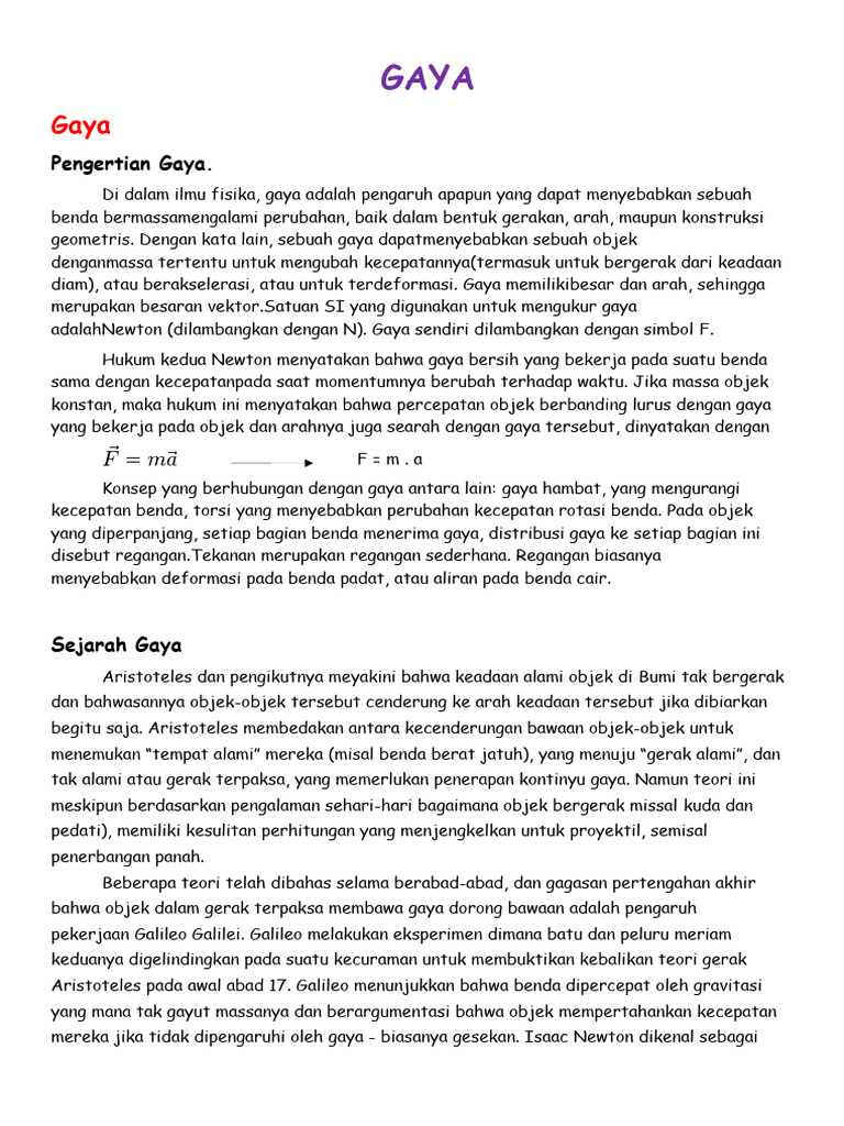 GAYA Gaya Pengertian Gaya | PDF