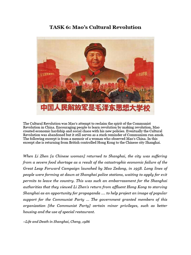 Task 6 | PDF | Mao Zedong | Cultural Revolution