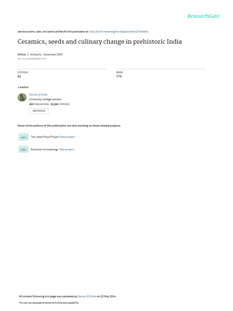 Ceramics Seeds and Culinary Change in Prehistoric | PDF | Neolithic ...