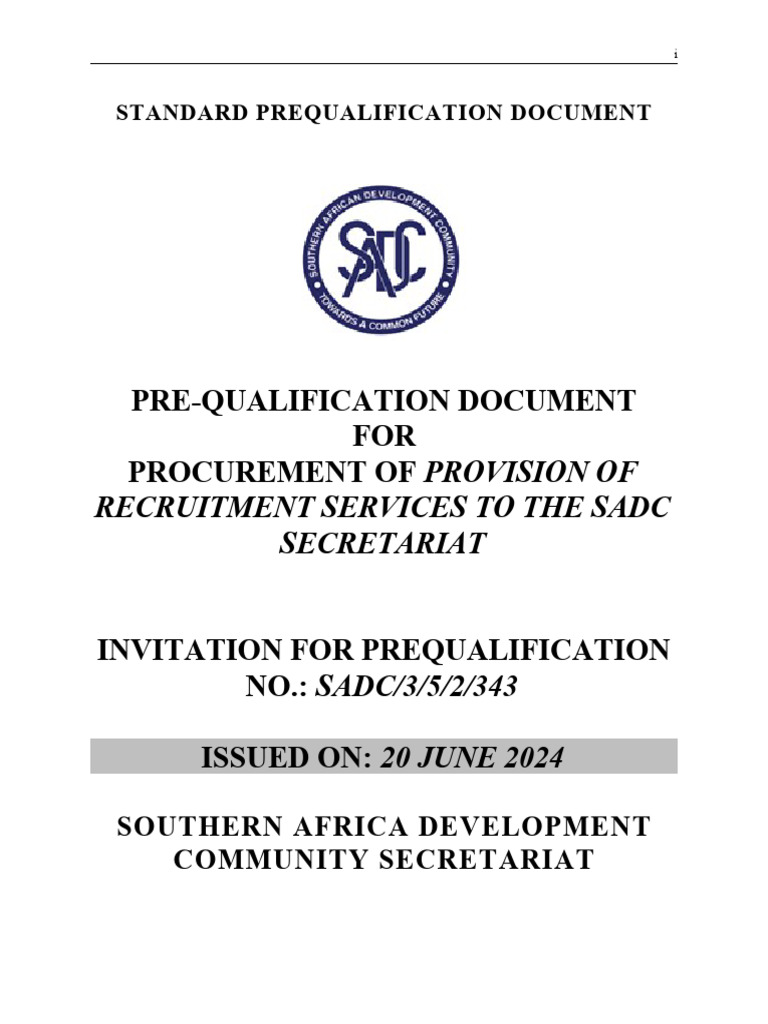 Standard Prequalification Document - Recruitment Service June 2024 | PDF | Joint Venture ...