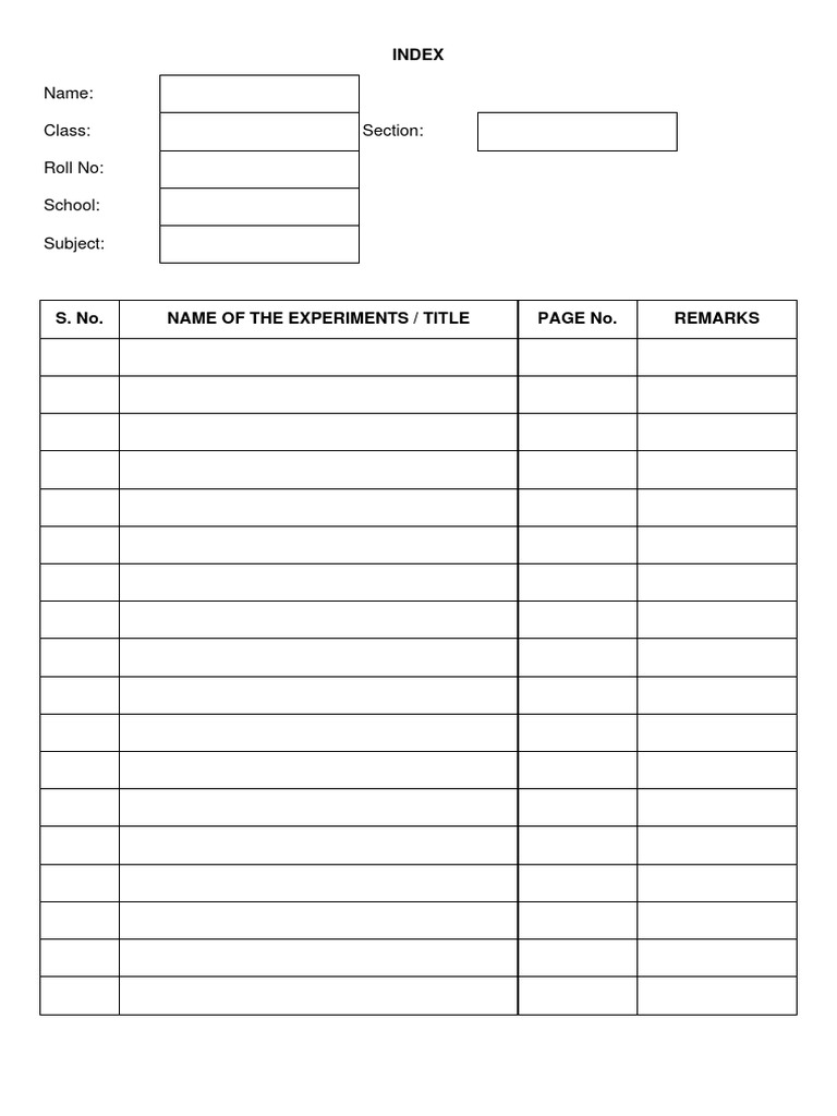 Index Form | PDF