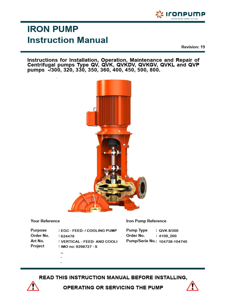 Iron Pump Installation Manual | PDF | Pump | Valve