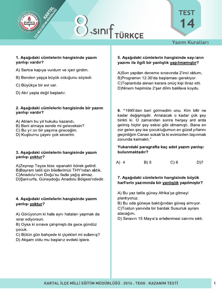 Turkce Yazim Kurallari | PDF