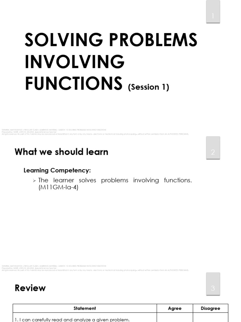 Gen Math Regular Class Lesson 10 Session 1 | PDF | Function ...