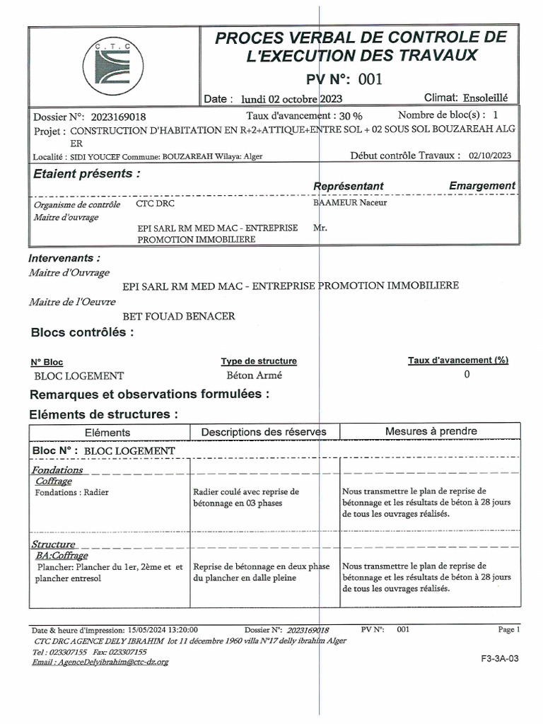 PV de Chantier | PDF