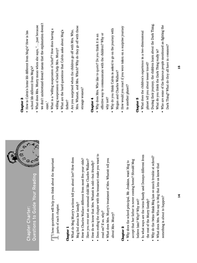 A Wrinkle in Time - Reading Guide | PDF