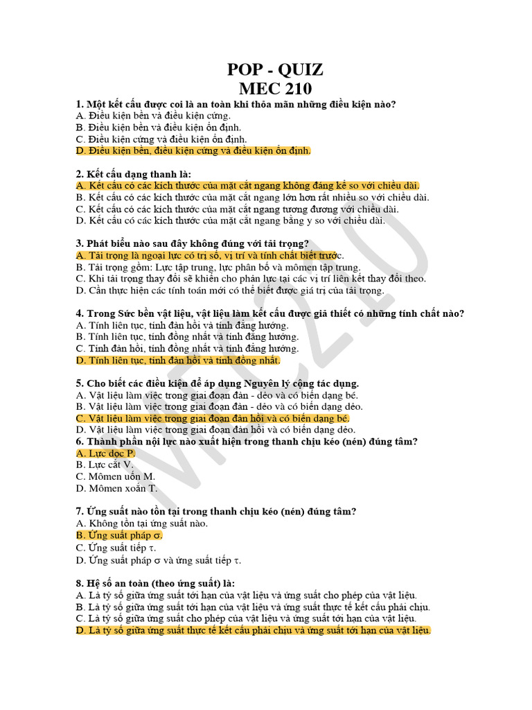 Pop Quiz Mec210 | PDF
