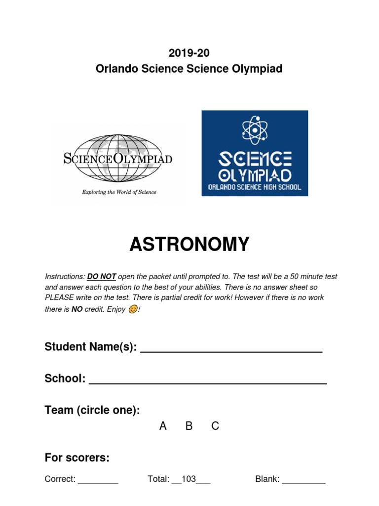 Astronomy Test | PDF | Stars | Black Hole