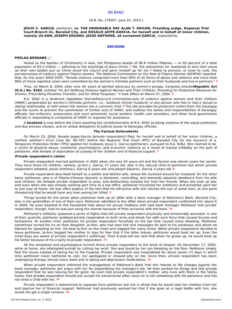 Garcia vs. Drilon | PDF | Injunction | Restraining Order