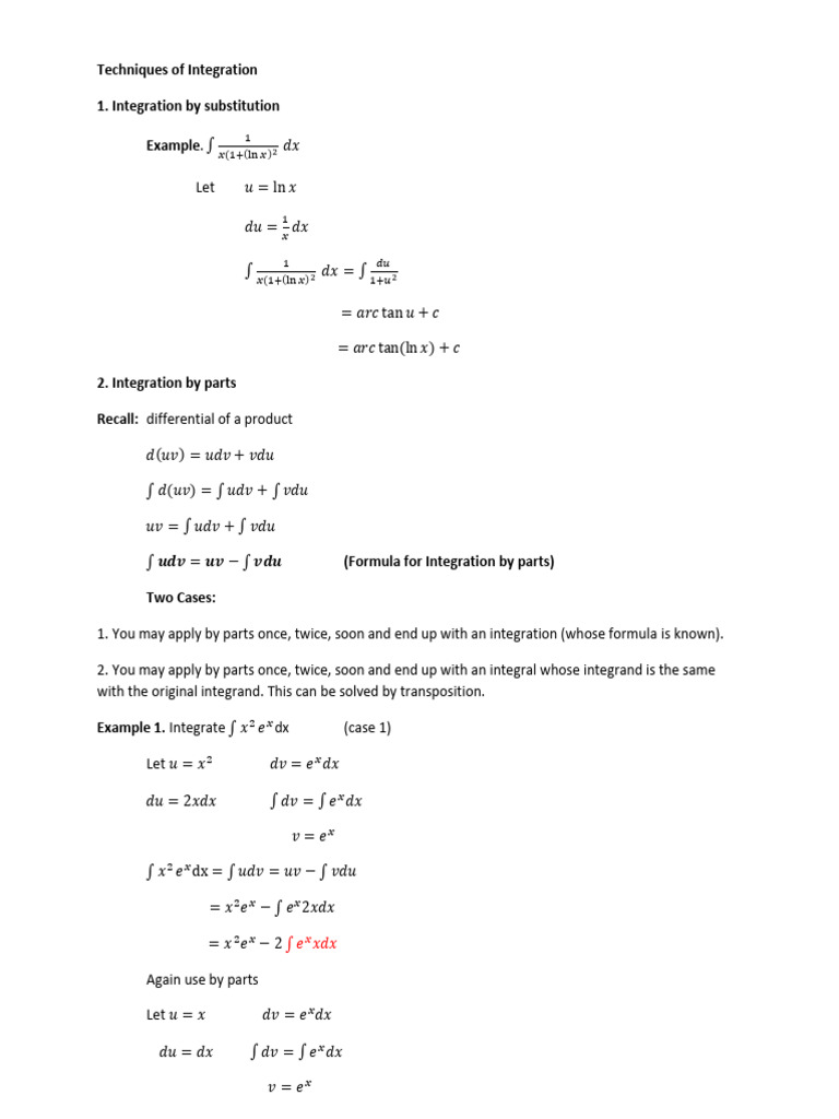 Techniques of Integration | PDF | Integral | Mathematics