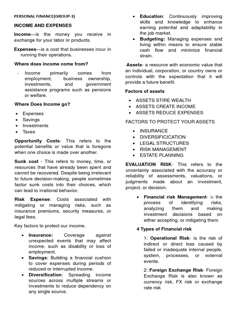 PF Handout | PDF | Financial Risk | Risk