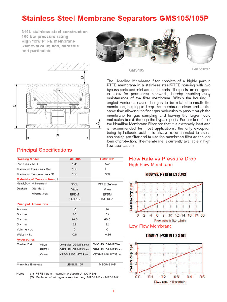 Gms Brochure | PDF | Gases | Membrane