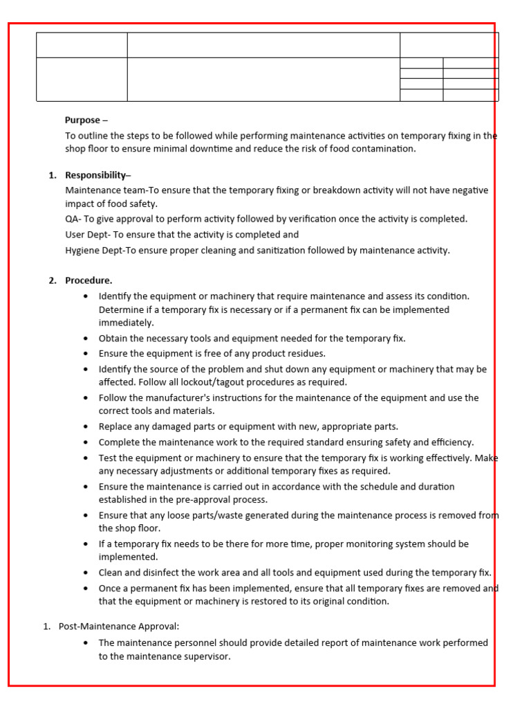 Temporary Fixing SOP | PDF | Safety