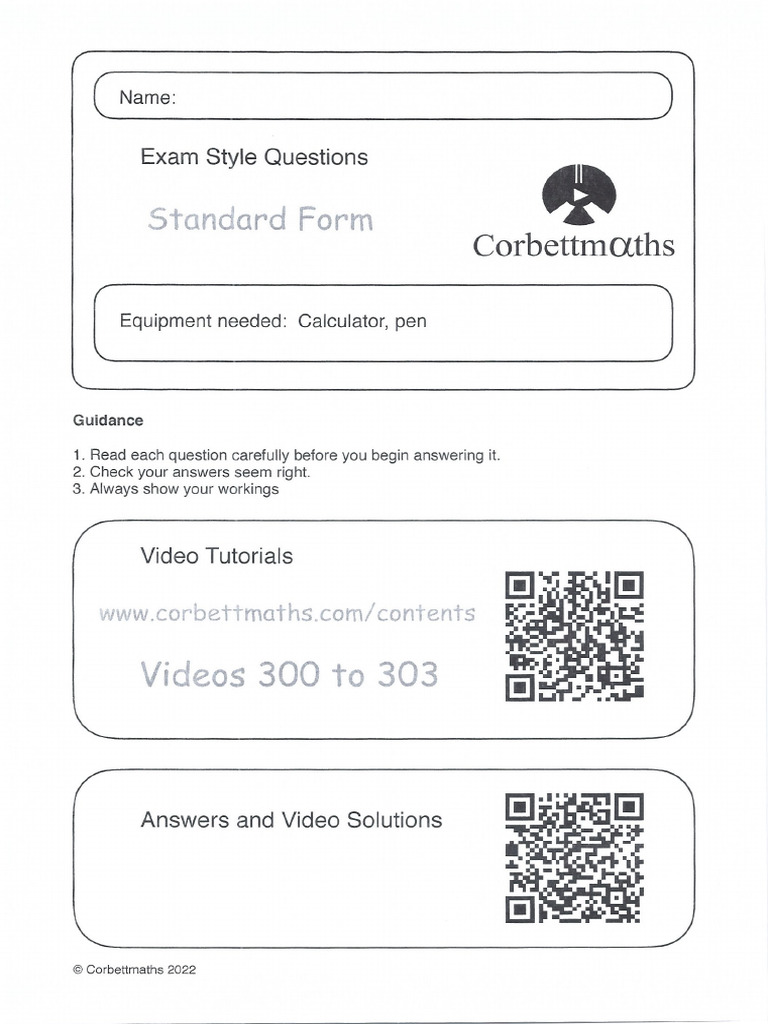 Standard Form Answers | PDF
