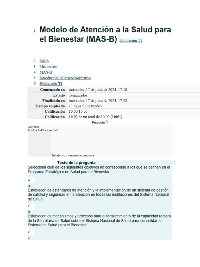 Modelo de Atención A La Salud para El Bienestar (MAS-B) Evaluación T1 ...