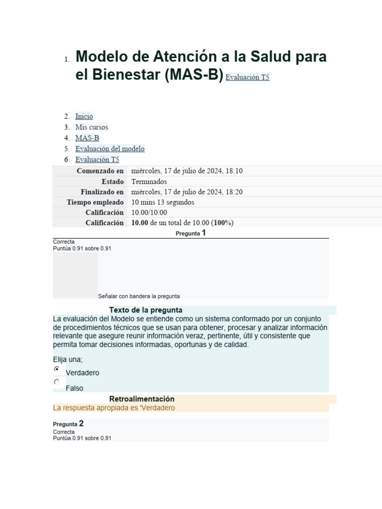 Modelo de Atención A La Salud para El Bienestar (MAS-B) Evaluación T5 | PDF | Evaluación