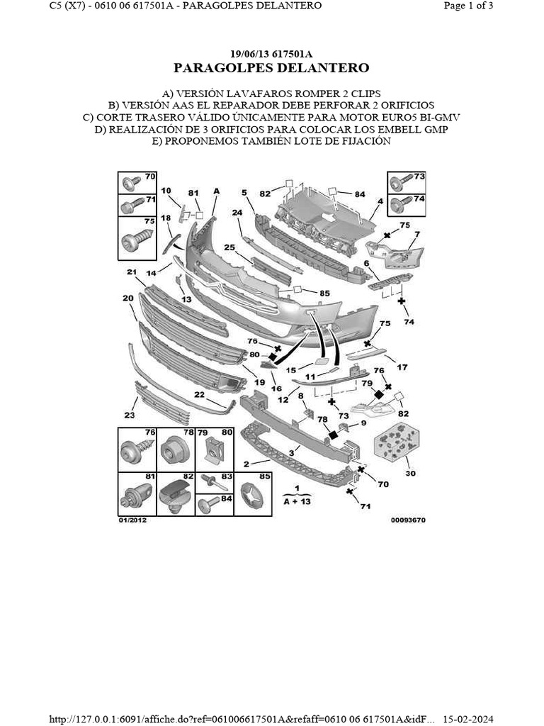 Despiece Completo Paragolpes Delantero | PDF