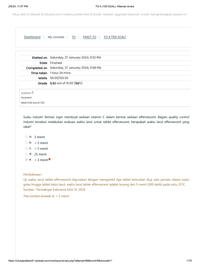 TO 4 (100 SOAL) - Attempt Review | PDF