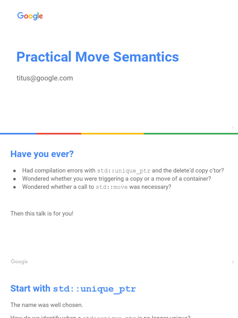 Practical Move Semantics Titus Winters Cppcon 2015 Pdf Computing Computer Science
