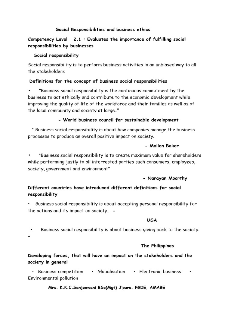 Business Ethics and Social Responsibility | PDF | Corporate Social ...