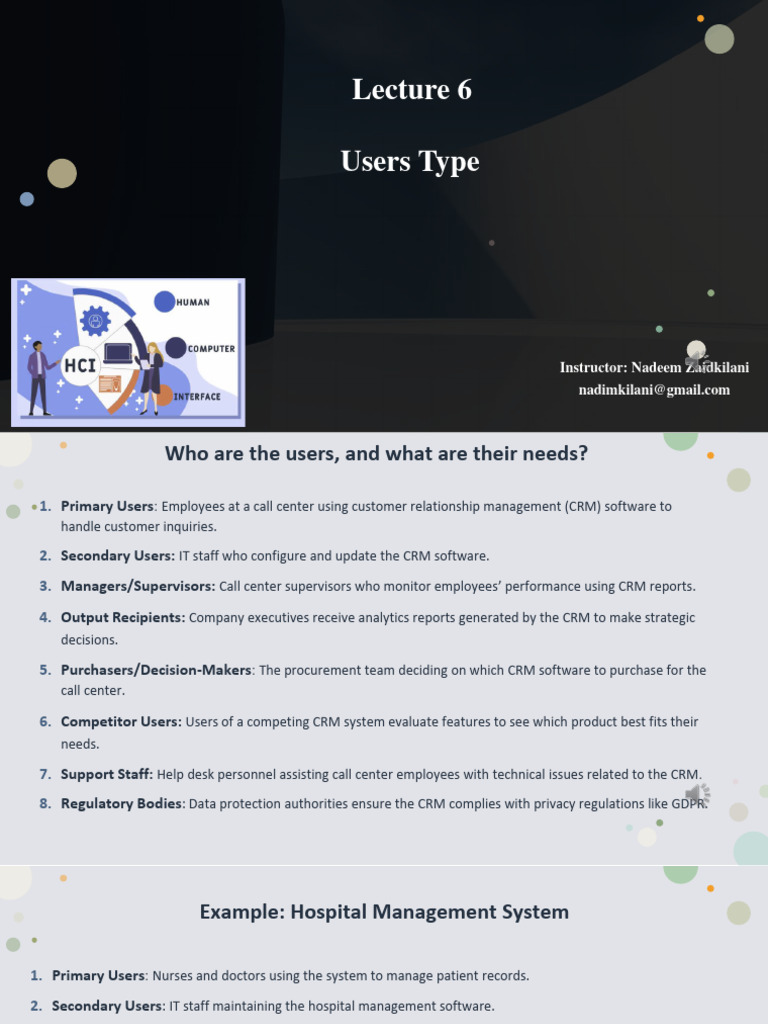 Lecture 6 - Users Types | PDF | Usability | Computer Security